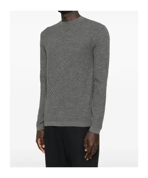 Emporio Armani Textured Crew Neck Long Sleeve Sweater