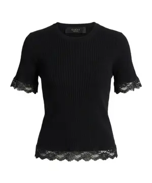 Gucci Fine Matte Viscose Rib Top - Black