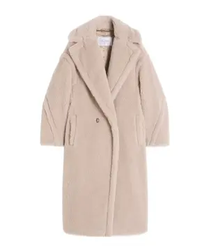 Max Mara Double-breasted Faux Fur Coat - Sand-colored