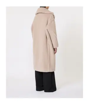 Max Mara Double-breasted Faux Fur Coat - Sand-colored