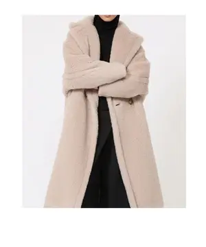 Max Mara Double-breasted Faux Fur Coat - Sand-colored
