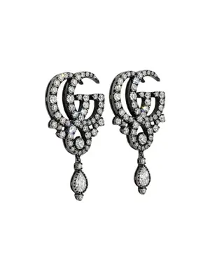 Gucci Gg Marmont Crystal Drop Earrings