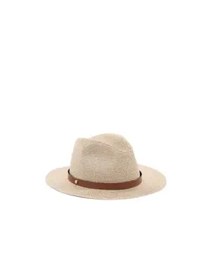 Emporio Armani Straw Fedora Hat - Beige