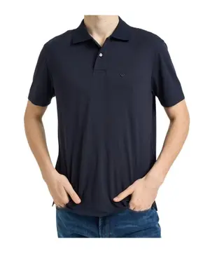Emporio Armani Logo Embroidered Polo Shirt - Blue