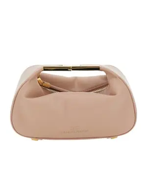 Elisabetta Franchi Metal Handle Mini Clutch Bag - Nude