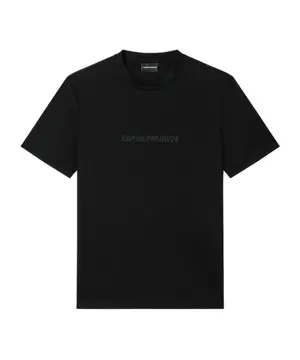 Emporio Armani Logo Embossed Crewneck T-shirt - Black