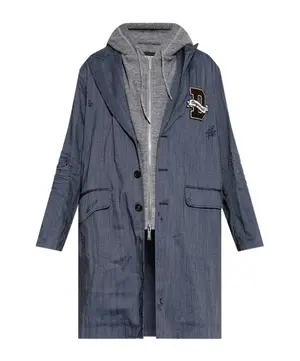 Dsquared2 Hooded Logo-patch Coat - Navy Blue