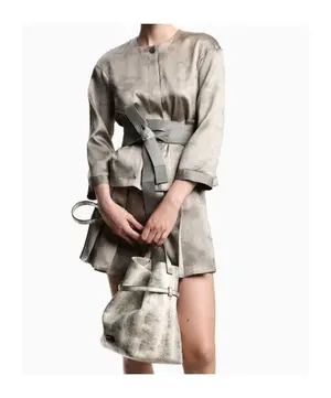 Emporio Armani Pleated Mini Skirt With Jacquard Camo Flower Motif