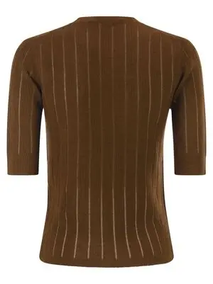 Max Mara Ribbed Knit Top - Brown