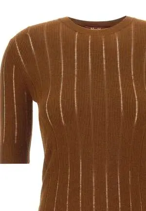 Max Mara Mastragn O Slim Fit Ribbed Knit Top - Brown