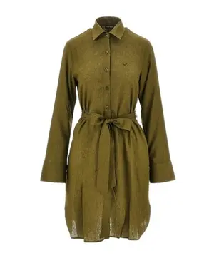 Emporio Armani Tie-waist Shirt Dress - Dark Olive