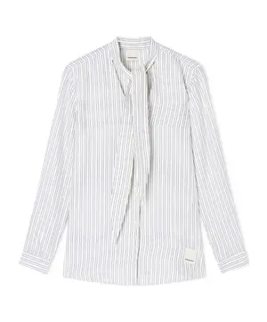 Emporio Armani Striped Tie-neck Shirt - White