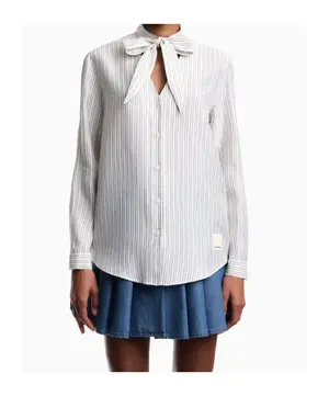 Emporio Armani Striped Tie-neck Shirt