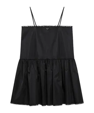 Prada Re-nylon Mini Dress With Lace Trim - Black