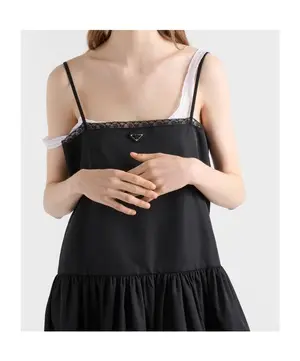 Prada Re-nylon Mini Dress With Lace Trim