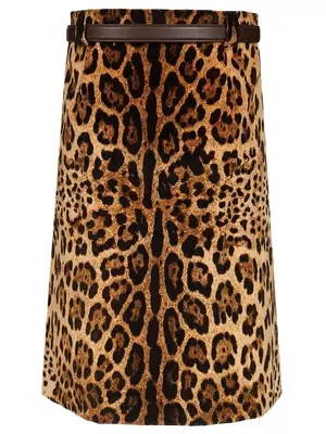 Max Mara Flared Printed Velvet Mini Skirt - Brown