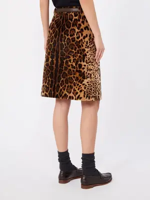 Max Mara Flared Printed Velvet Mini Skirt - Brown