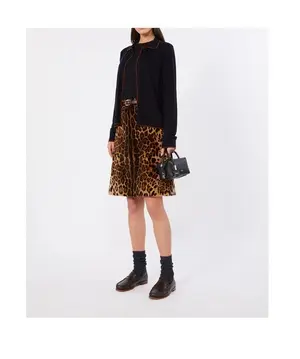Max Mara Flared Printed Velvet Mini Skirt - Brown