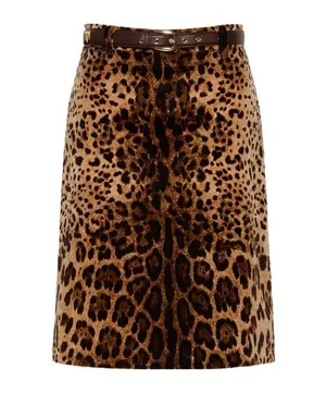 Max Mara Flared Printed Velvet Mini Skirt - No