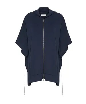Max Mara Short-sleeve Zip Hooded Sweater With Pleated Details