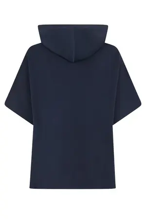 Max Mara Short-sleeve Zip Hooded Sweater With Pleated Details