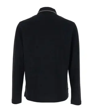 Emporio Armani Logo Long Sleeve Polo Shirt - Black