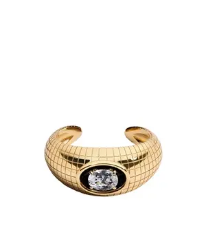 Dior Gold-plated Metal Cuff Bracelet With Crystal - Yellow