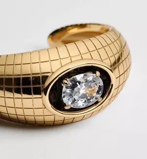 Dior Gold-plated Metal Cuff Bracelet With Crystal