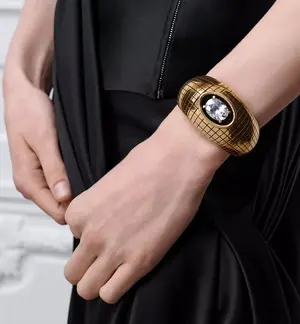 Dior Gold-plated Metal Cuff Bracelet With Crystal