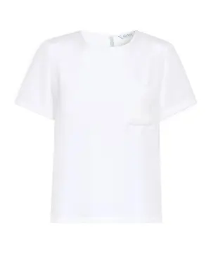 Max Mara Crewneck Short-sleeved T-shirt With Monogram Detail - White