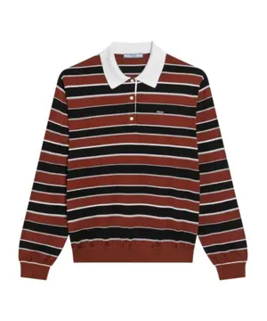 Prada Striped Silk Polo Shirt - Black