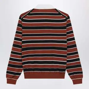 Prada Striped Silk Long Sleeve Polo Shirt