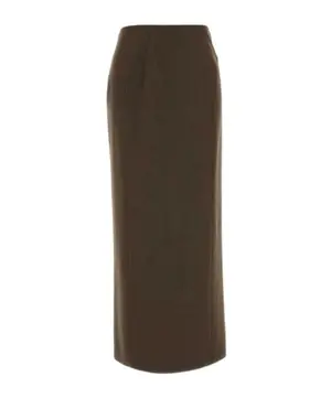 JIL SANDER Slit Midi Skirt - Brown