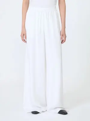 Max Mara Relaxed-fit Heavy Silk Wide-leg Trousers With Monogram Detail