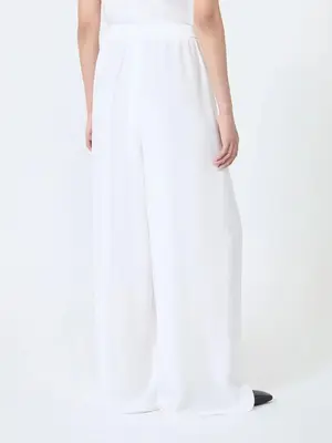 Max Mara Relaxed-fit Heavy Silk Wide-leg Trousers With Monogram Detail