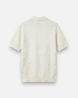 GRAN SASSO Waffle-knit Open-collar Polo Shirt