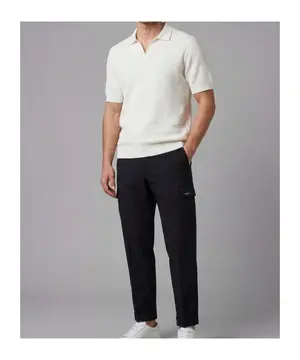 GRAN SASSO Waffle-knit Open-collar Polo Shirt