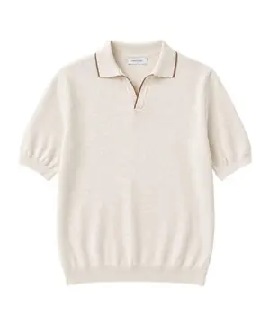 GRAN SASSO Short-sleeved V-neck Polo Shirt - Beige