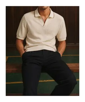 GRAN SASSO Short-sleeved V-neck Polo Shirt