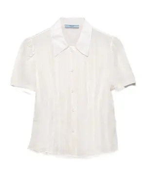 Prada Garment-dyed Washed Silk Shirt Ivory