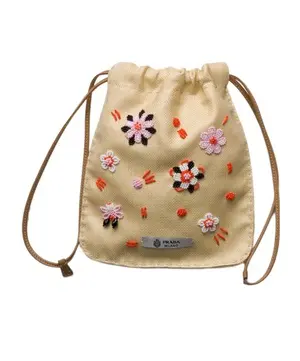 Prada Drawstring Clutch - Tan/red