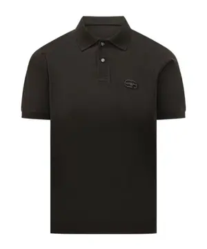 Emporio Armani Logo Embroidered Short-sleeved Polo Shirt - Black