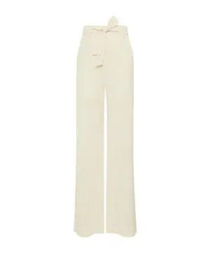 Max Mara Mxmeditto Fluid Tailored Trousers In Pure Virgin Wool - Ivory White