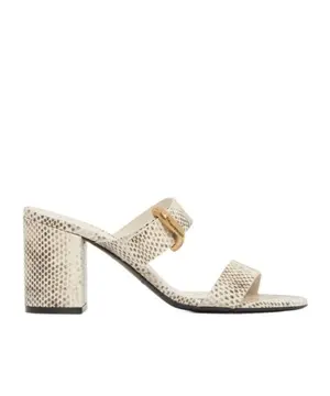 Emporio Armani Sandals With Heel In Python-print Leather - Patterned