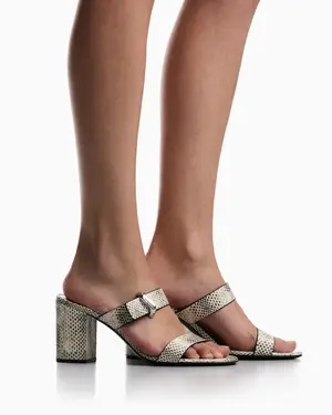 Emporio Armani Sandals With Heel In Python-print Leather