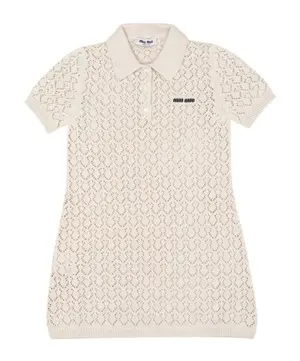Miu Miu Openwork Short-sleeved Polo Dress - Beige
