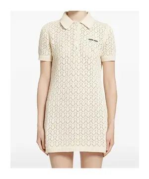 Miu Miu Openwork Short-sleeved Polo Dress