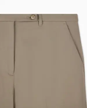 Emporio Armani Flat-front Wide-leg Trousers In Brushed Stretch Cotton