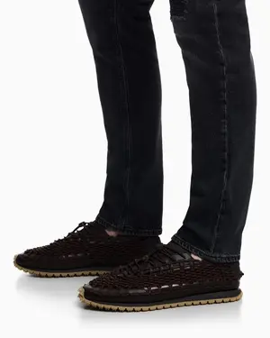 Emporio Armani Woven Toggle-fastening Sneakers