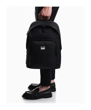 Emporio Armani Backpack With Front Zip Pocket And Metal Logo Plaque